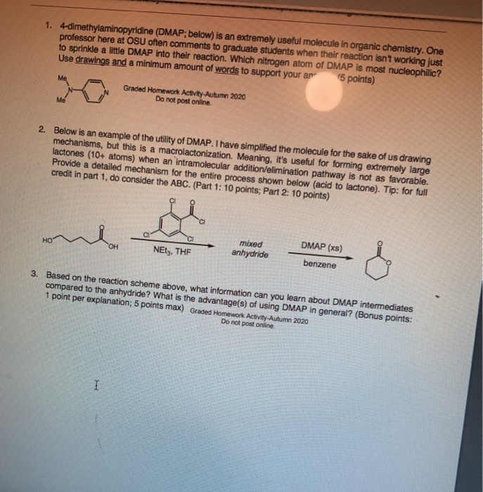 1. 4-dimethylaminopyridine (DMAP; below) is an | Chegg.com