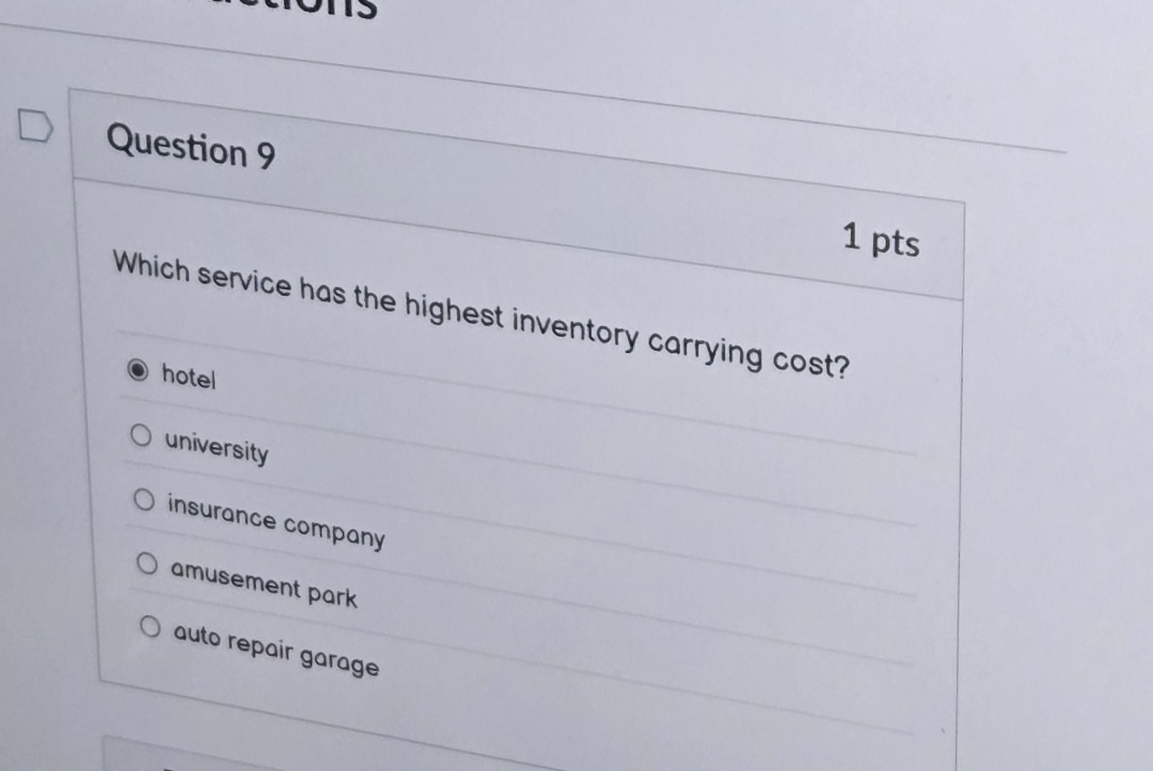 Solved Question 9Which service has the highest inventory | Chegg.com
