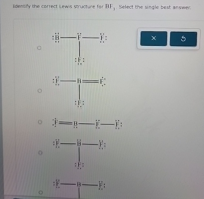 Solved identify the correct Lewis structure for BF3. ﻿Select | Chegg.com