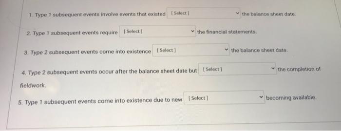 Solved 1. Type 1 subsequent events involve events that | Chegg.com