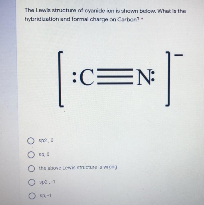 Solved The Lewis structure of cyanide ion is shown below. | Chegg.com