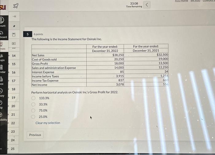 Solved 6 points The following is the Income Statement for | Chegg.com