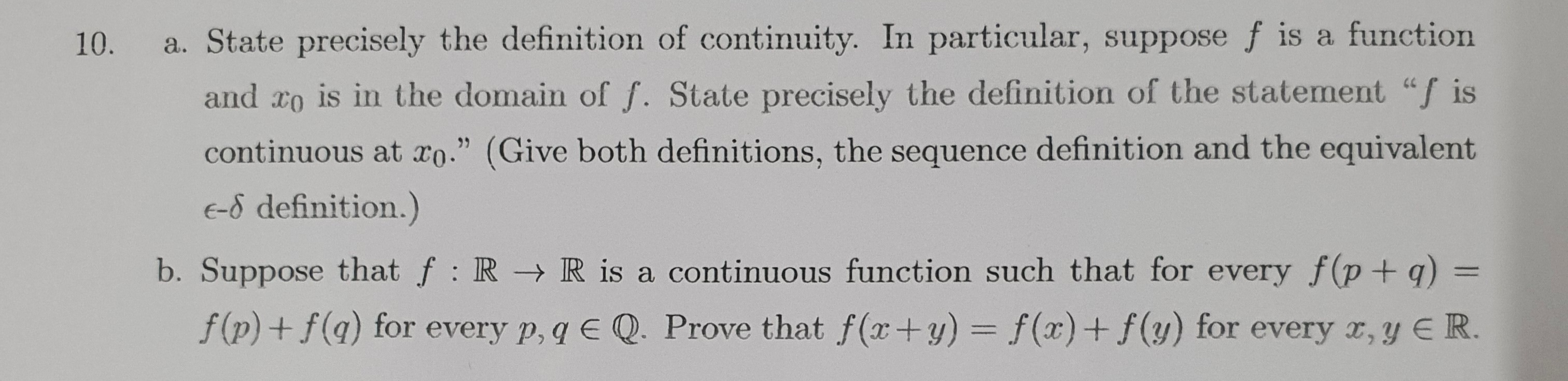 Solved a. ﻿State precisely the definition of continuity. In | Chegg.com