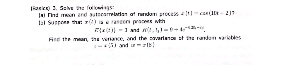 (Basics) 3. ﻿Solve the followings:(a) ﻿Find mean and | Chegg.com