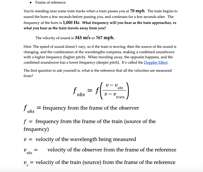 Solved Frame of referenceYou're standing near some train | Chegg.com