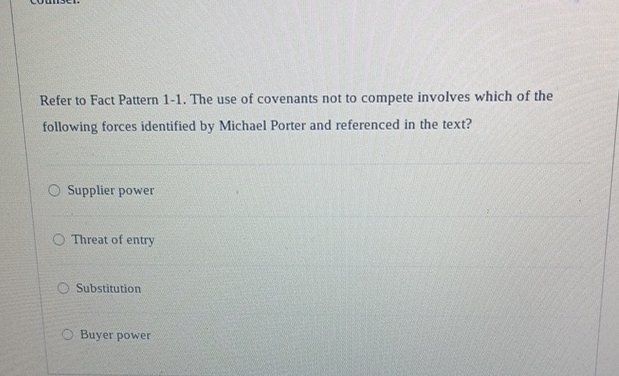 Solved Refer to Fact Pattern 1-1. ﻿The use of covenants not | Chegg.com