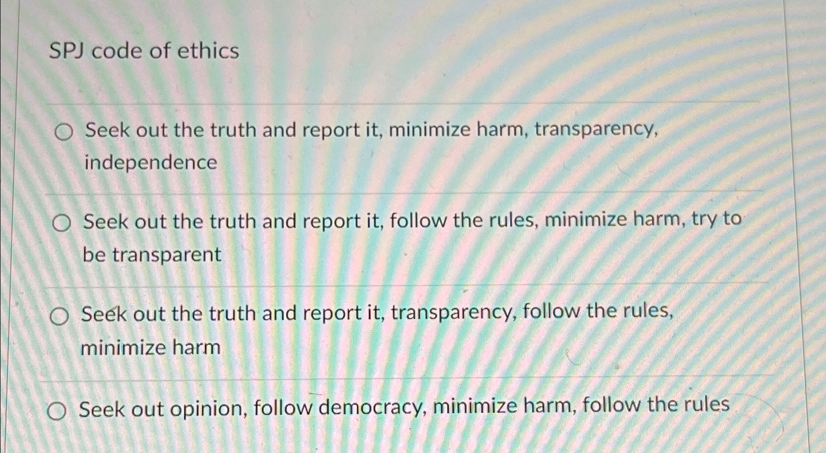 Solved SPJ code of ethicsSeek out the truth and report it, | Chegg.com