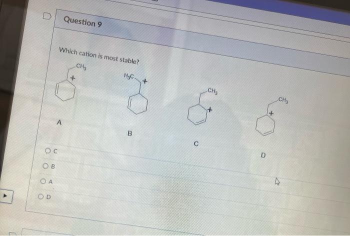 Solved Which cation is most stable? | Chegg.com