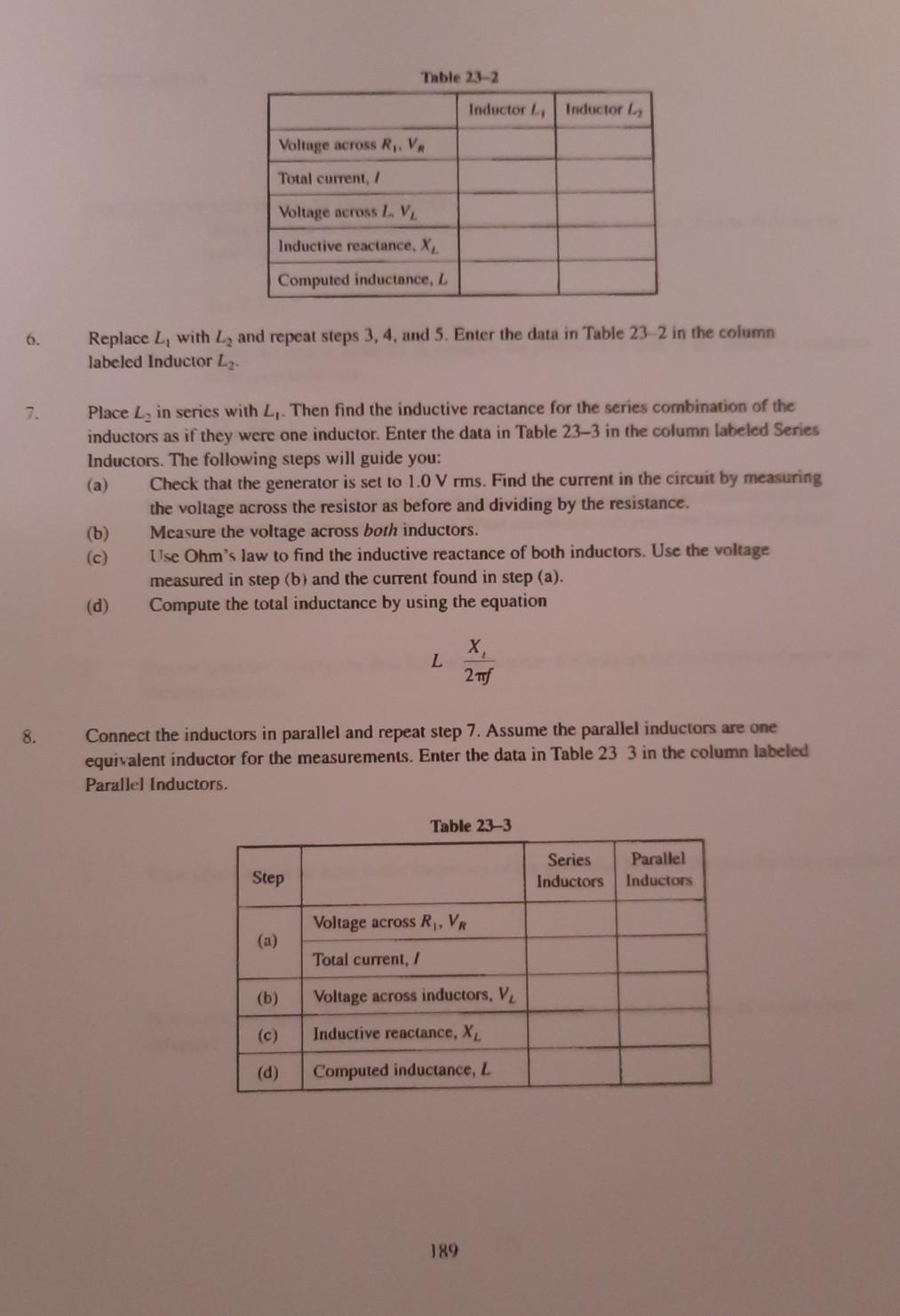 23 Inductive Reactance Name Date Class READING Text, | Chegg.com