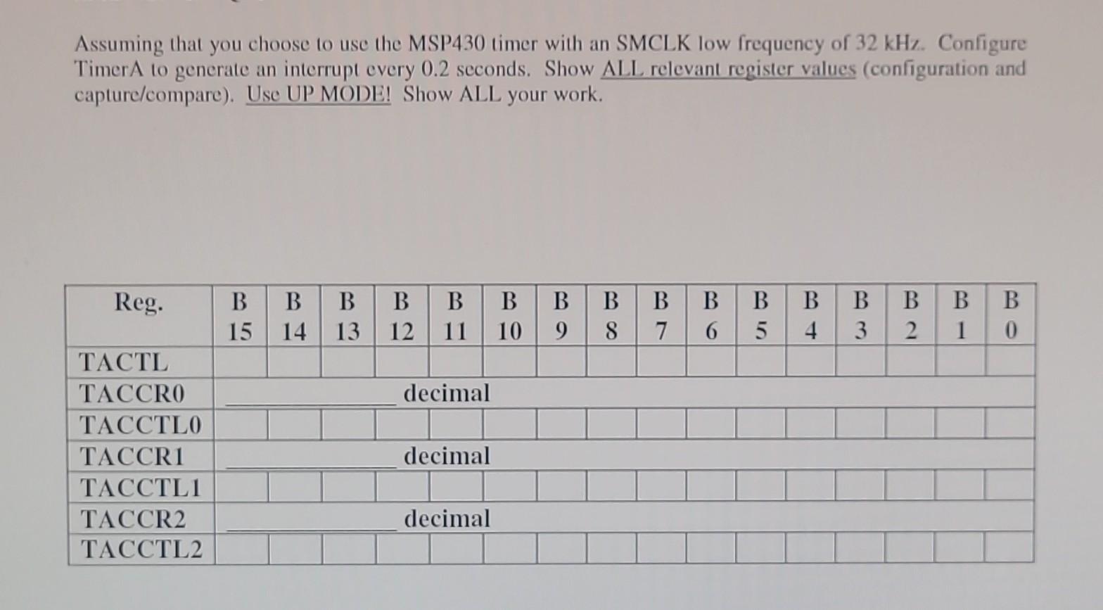 Solved Assuming That You Choose To Use The Msp430 Timer With