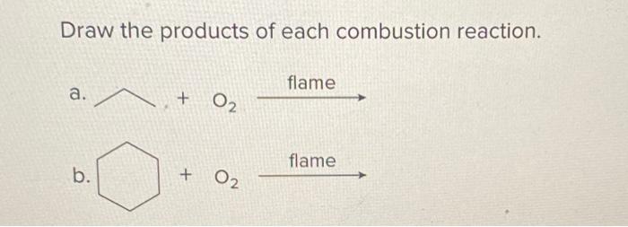 Solved Draw the products of each combustion reaction. a. b. | Chegg.com