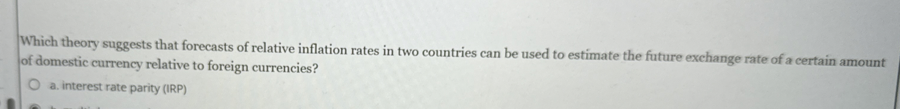 Solved Which theory suggests that forecasts of relative | Chegg.com