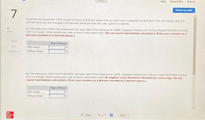 Solved Help Sove & Exit Submit Check my work 7 Suppose you | Chegg.com
