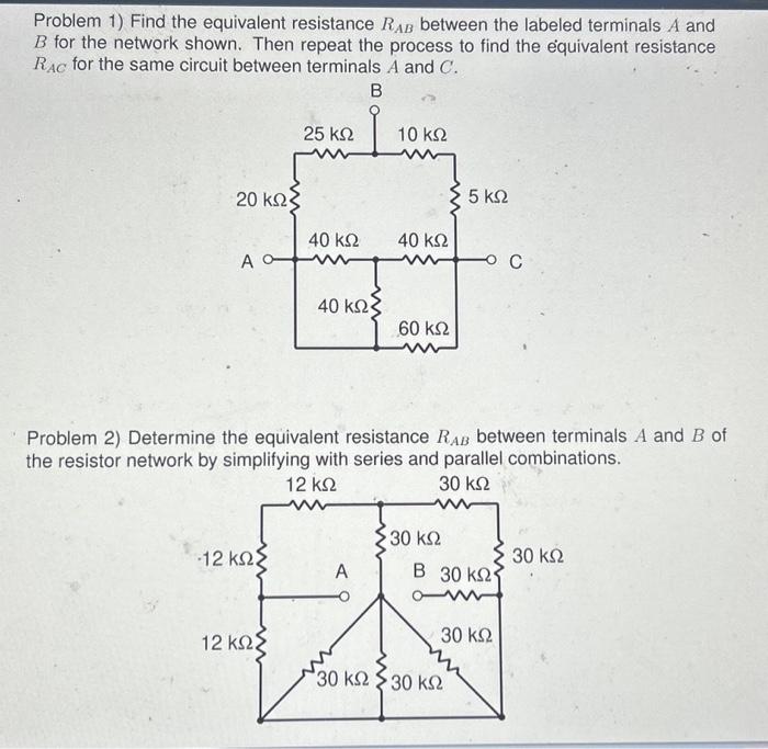 Solved Problem 1) Find the equivalent resistance RAB between | Chegg.com