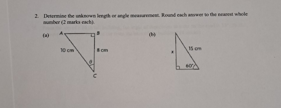 Solved Determine the unknown length or angle measurement. | Chegg.com