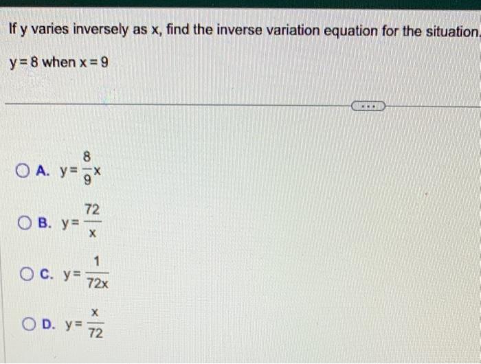 Solved If y varies inversely as x, find the inverse | Chegg.com