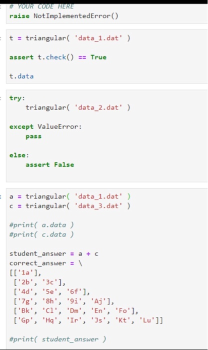 Consider the following file with triangular data Run | Chegg.com