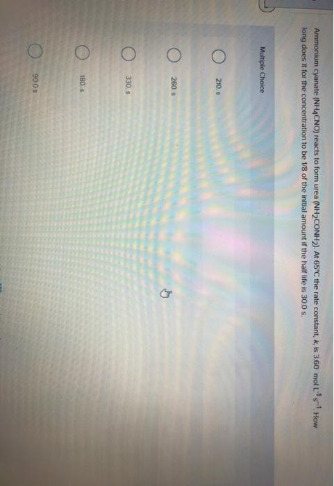 Solved Ammonium cyanate (NH4CNO) reacts to form urea | Chegg.com