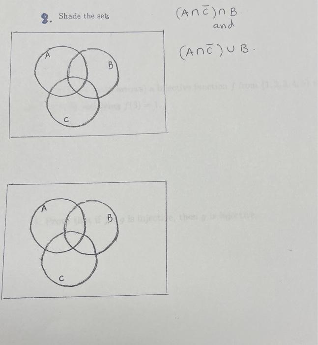 Solved 8. Shade the sets | Chegg.com