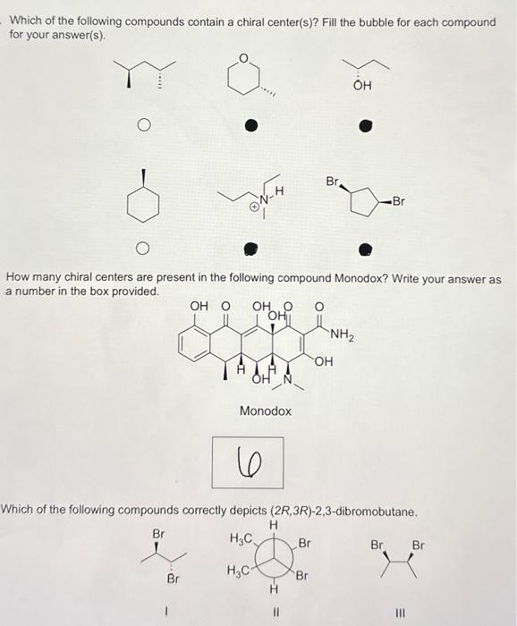 Solved Which of the following compounds contain a chiral | Chegg.com