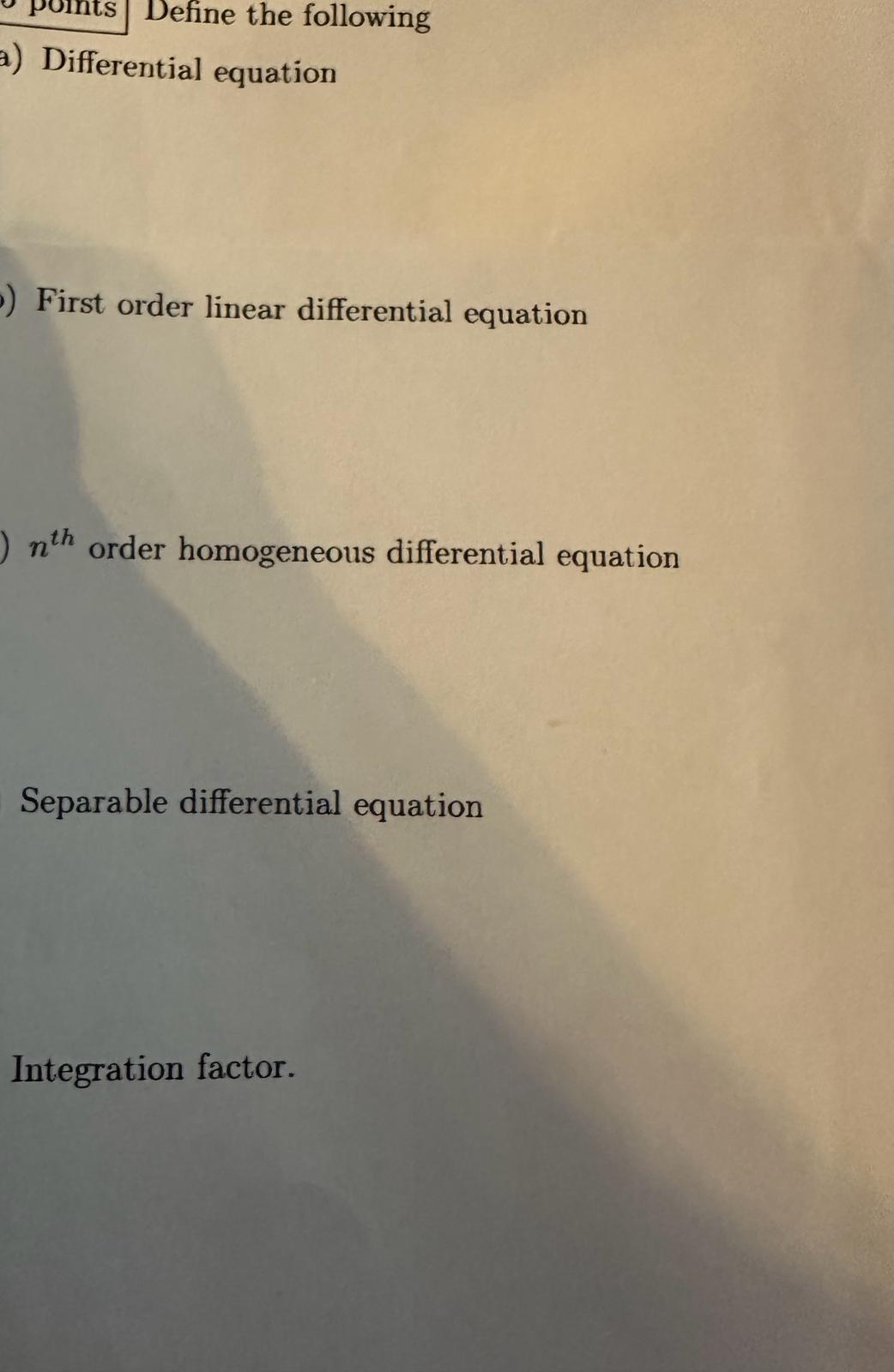 Solved Define the followinga) ﻿Differential equationFirst | Chegg.com