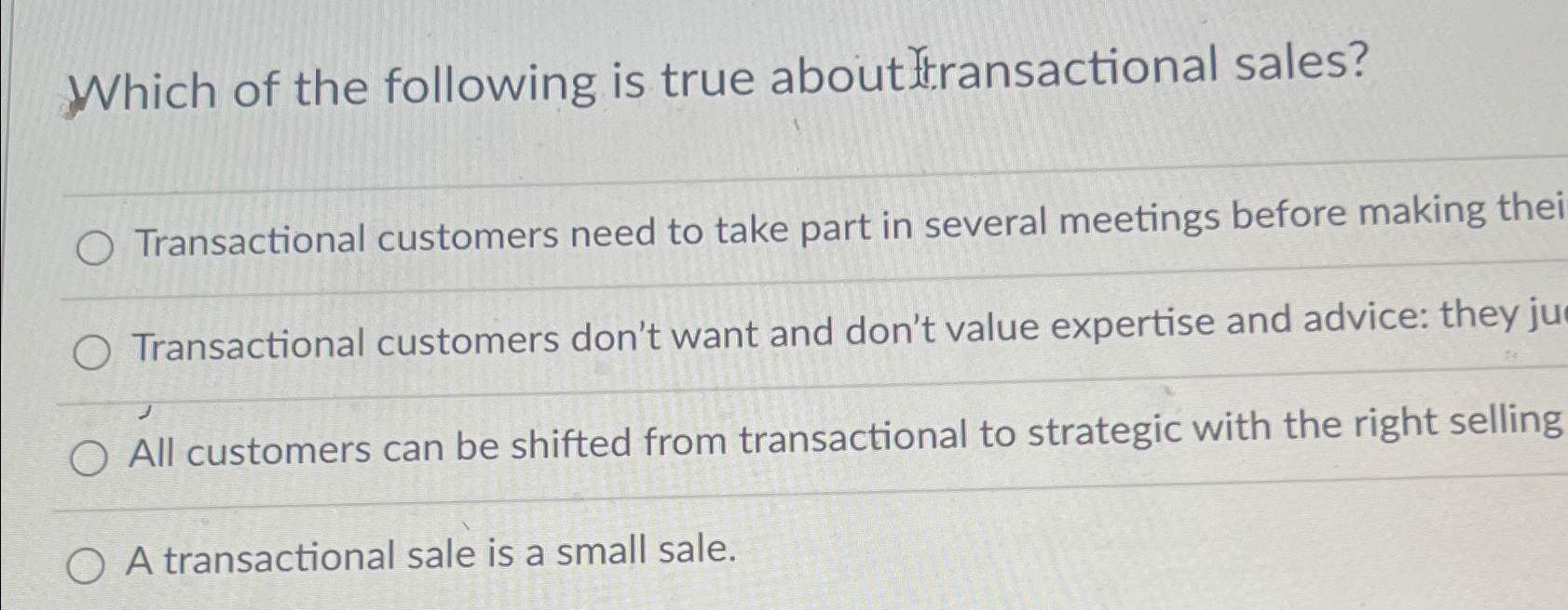 Solved Which of the following is true about transactional | Chegg.com