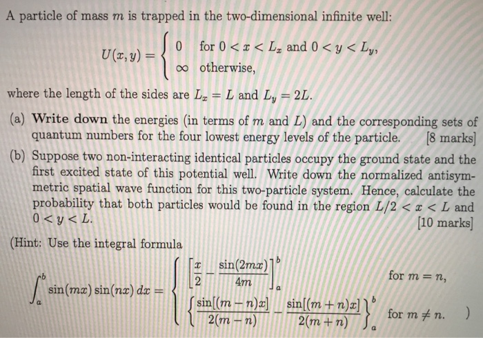 Solved A particle of mass m is trapped in the | Chegg.com