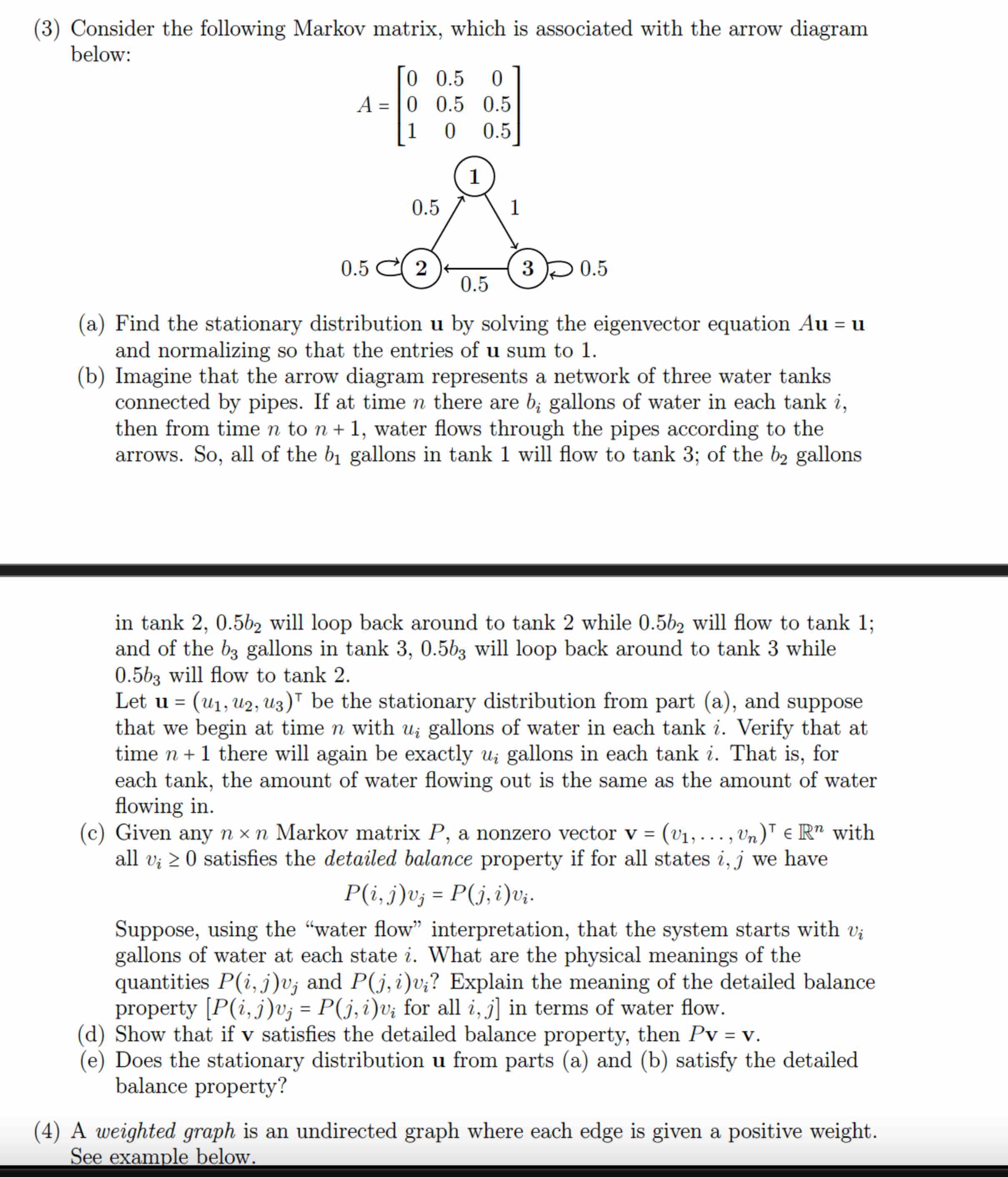 Solved (3) ﻿Consider the following Markov matrix, which is | Chegg.com