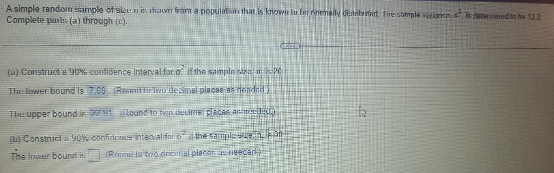 Solved A simple random sample of size n is drawn from a | Chegg.com