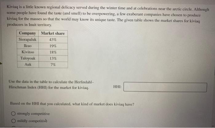 Solved Kiviaq is a little known regional delicacy served | Chegg.com