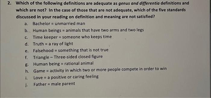 2. Which of the following definitions are adequate as | Chegg.com