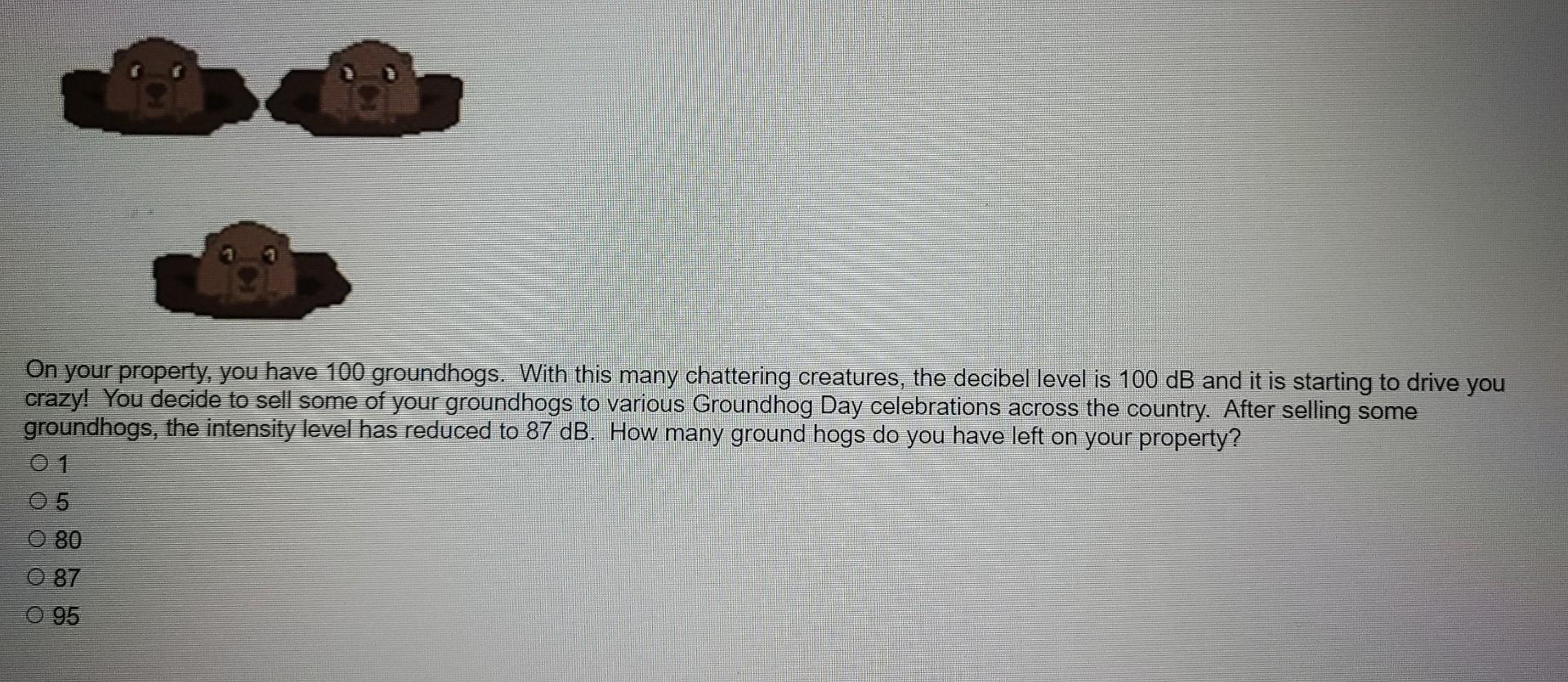 Solved On your property, you have 100 groundhogs. With this | Chegg.com