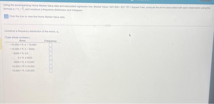 Solved 9.23, 6.614Using the accompanying Home Markot Value | Chegg.com