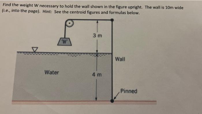 Solved Find the weight W necessary to hold the wall shown in | Chegg.com