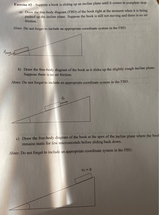 Solved Exercise #2 Suppose a book is sliding up an incline | Chegg.com
