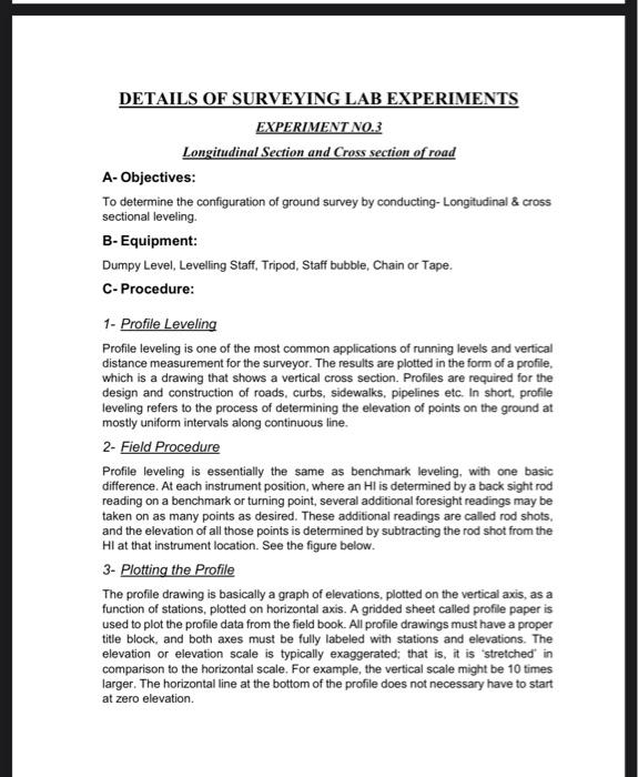 Solved DETAILS OF SURVEYING LAB EXPERIMENTS EXPERIMENT NO.3 | Chegg.com