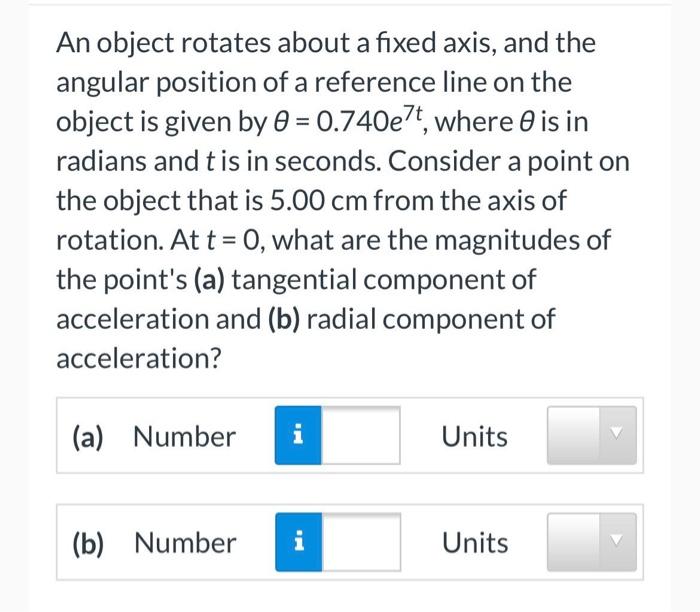Solved An object rotates about a fixed axis, and the angular | Chegg.com