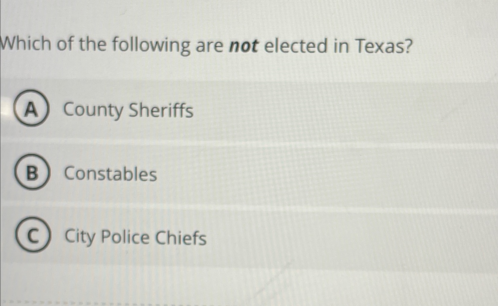 Solved Which of the following are not elected in | Chegg.com