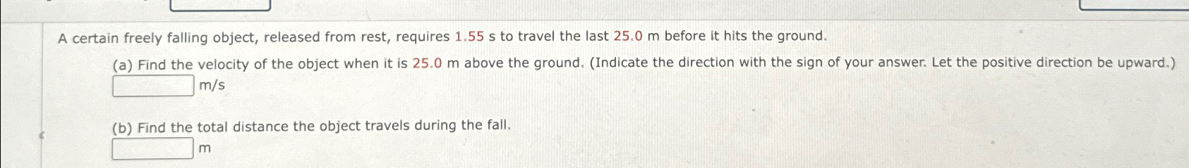 Solved A certain freely falling object, released from rest, | Chegg.com