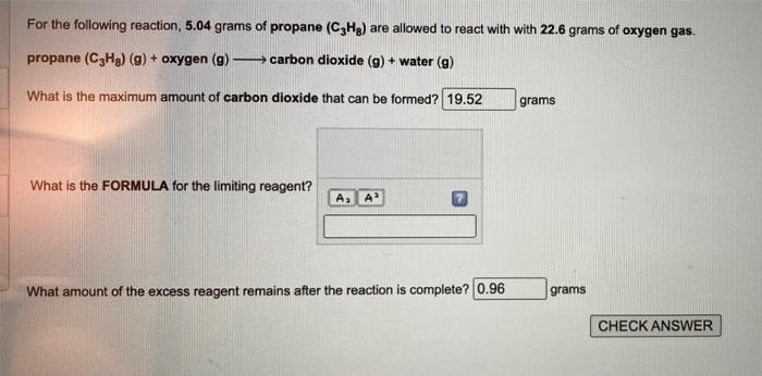 Solved For the following reaction, 5.04 grams of propane | Chegg.com
