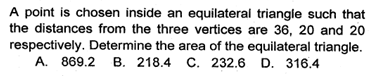 Solved A point is chosen inside an equilateral triangle such | Chegg.com