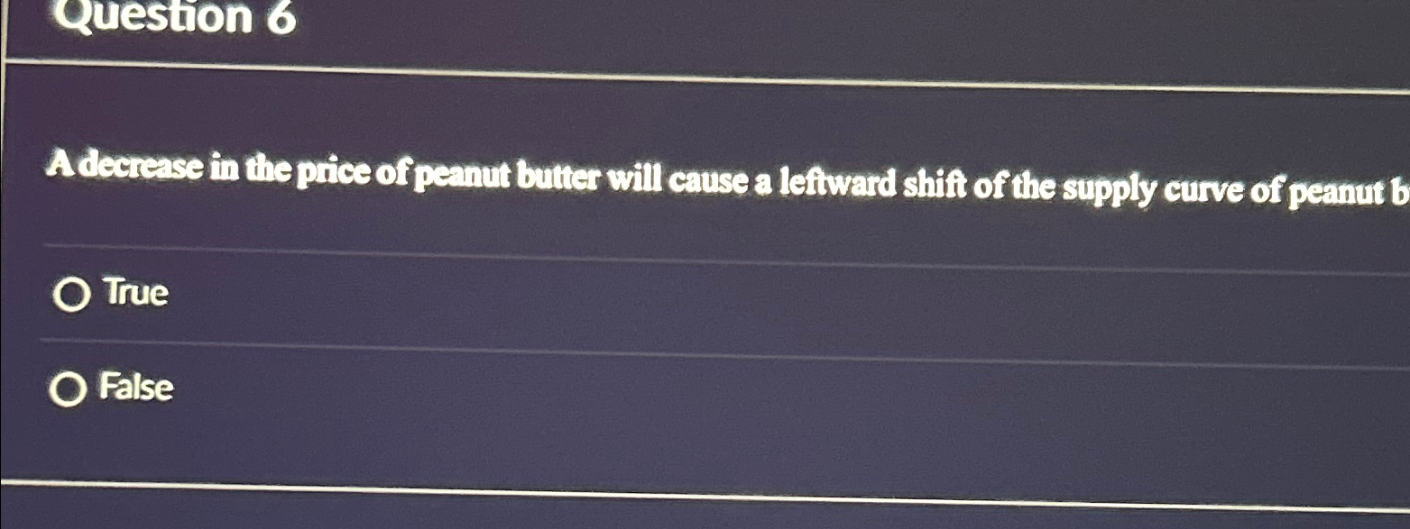 Solved Question 6A decrease in the price of peanut butter | Chegg.com