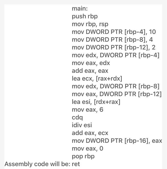 Solved when it runs it shows wrong parameter : PUSH rbp so | Chegg.com