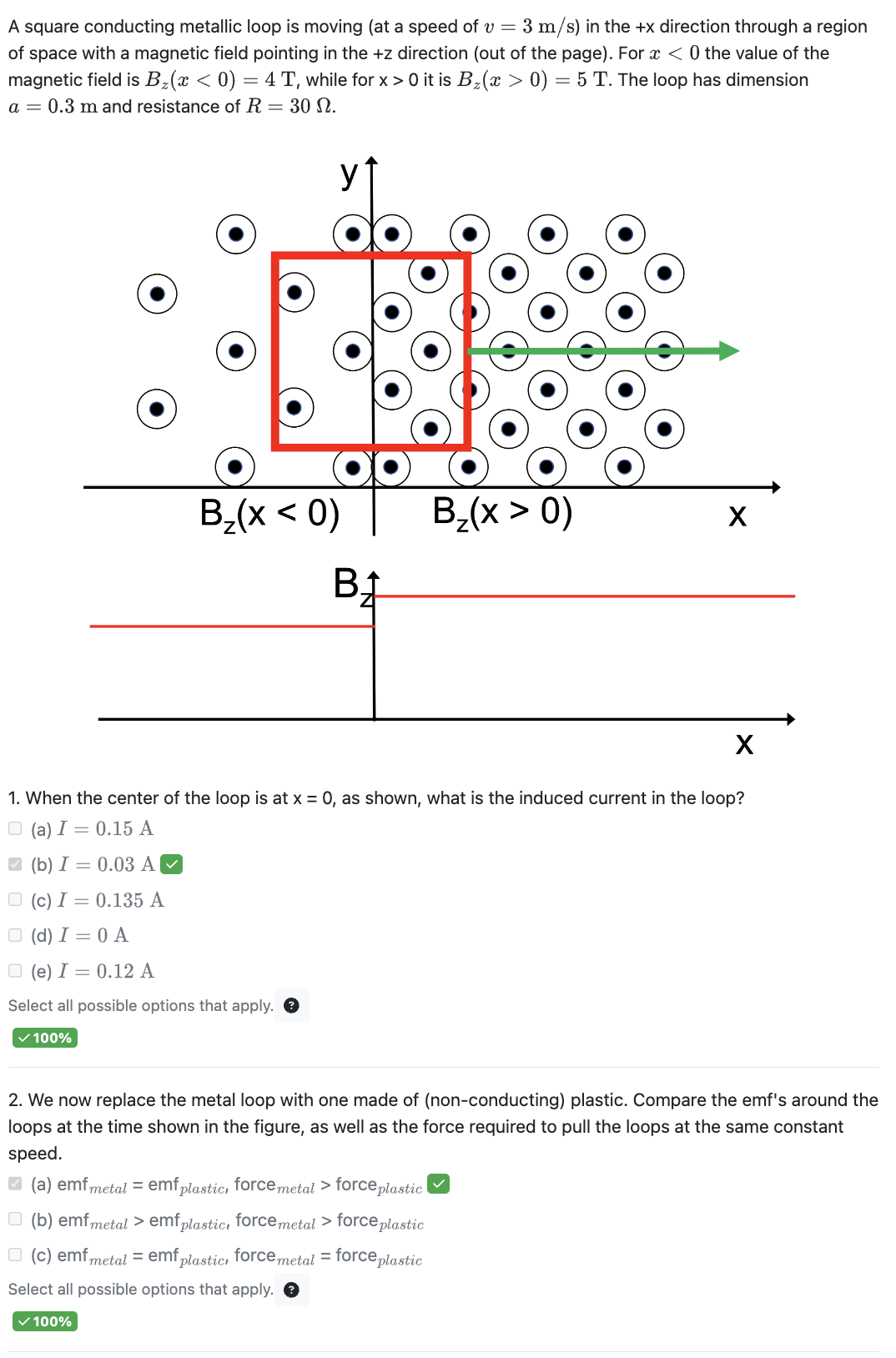 Solved A square conducting metallic loop is moving (at a | Chegg.com