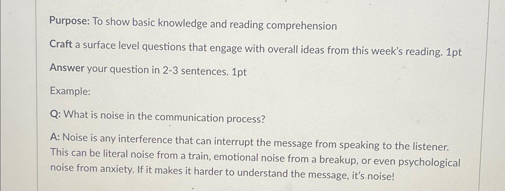 Solved Purpose: To show basic knowledge and reading | Chegg.com