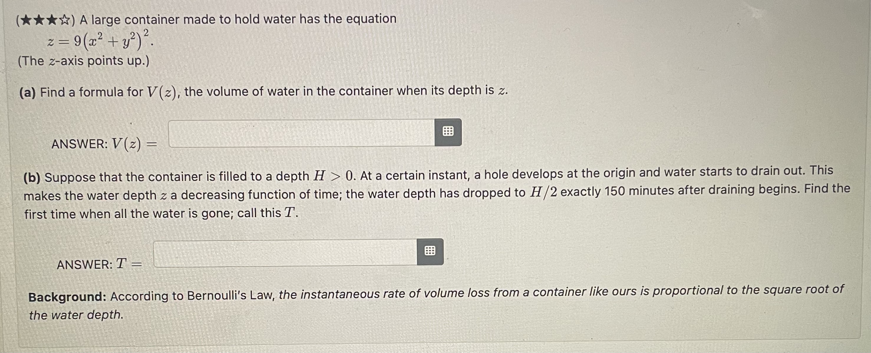 Solved (*********ϖ) ﻿A large container made to hold water | Chegg.com