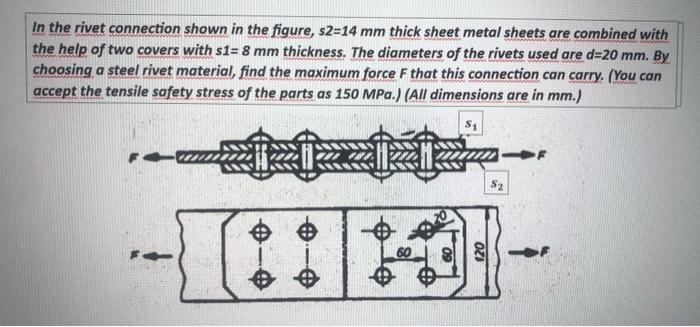 In the rivet connection shown in the figure, s2 =14 | Chegg.com