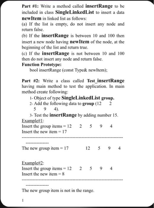 Solved included in class SingleLinkedList to insert a data | Chegg.com