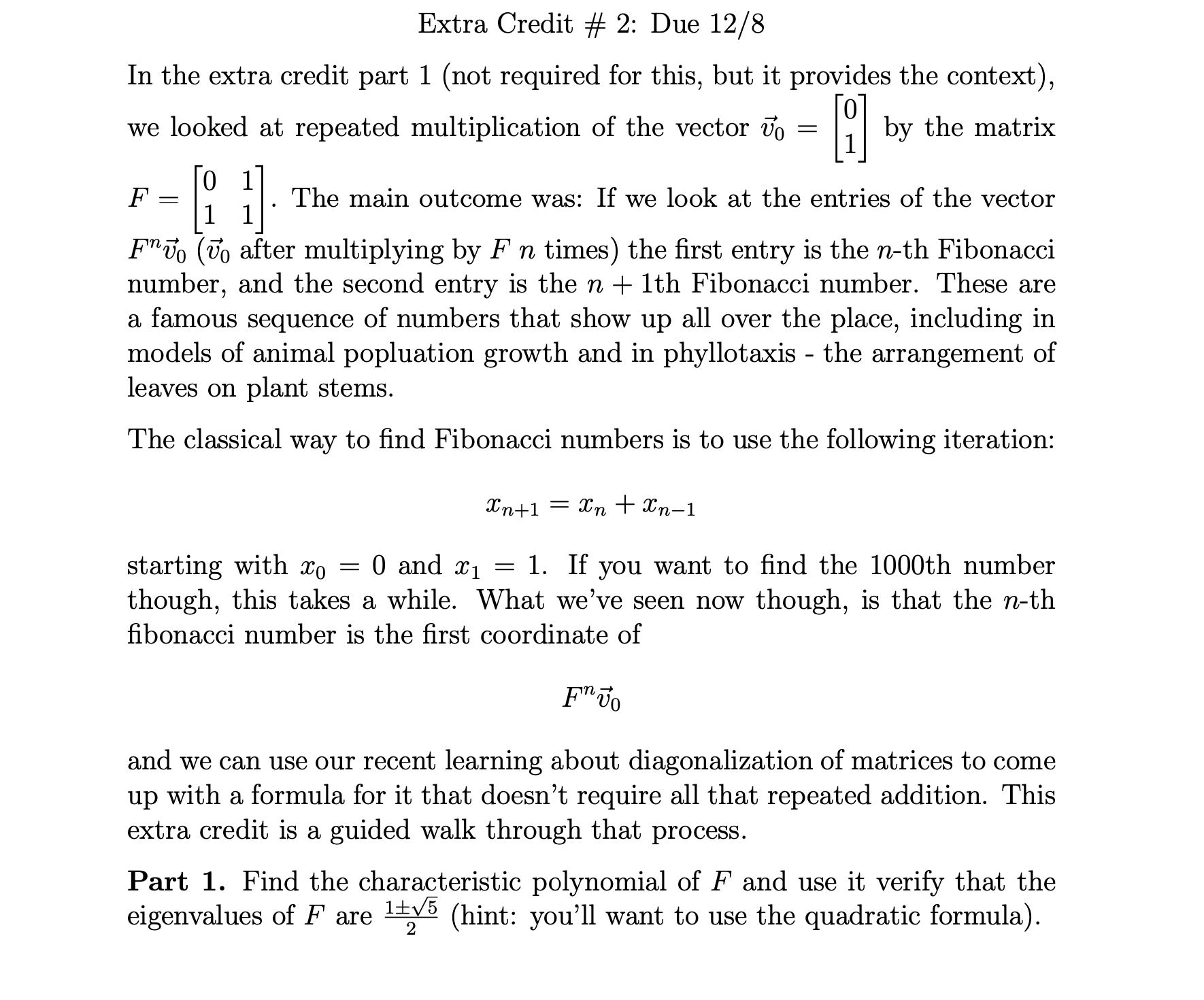 Solved Extra Credit # 2: Due 12/8In the extra credit part | Chegg.com
