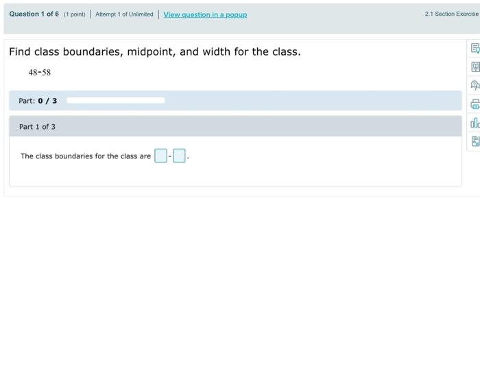Solved Question 1 of 6 (1 point) 2.1 Section Exercise Find | Chegg.com
